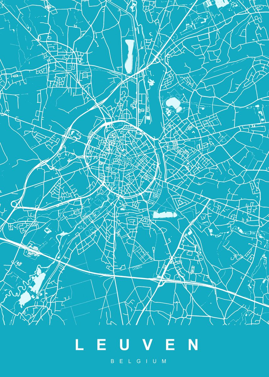 'MAP LEUVEN BELGIUM ' Poster, picture, metal print, paint by UrbanMaps ...