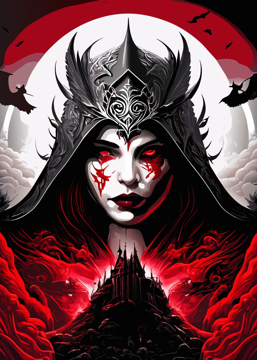 'Dark Fantasy Witcher Girl' Poster, picture, metal print, paint by crbn ...