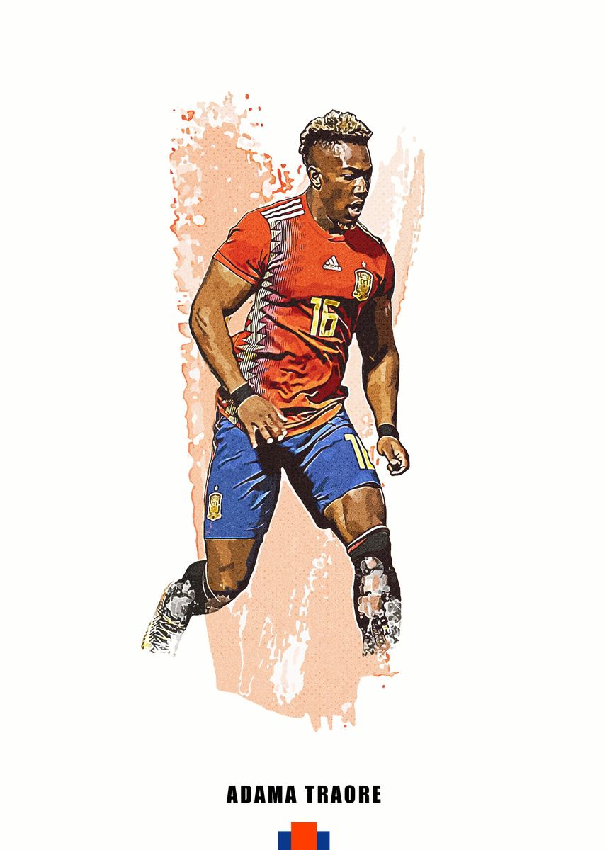 'Adama Traore Spain' Poster, picture, metal print, paint by Elvira A ...