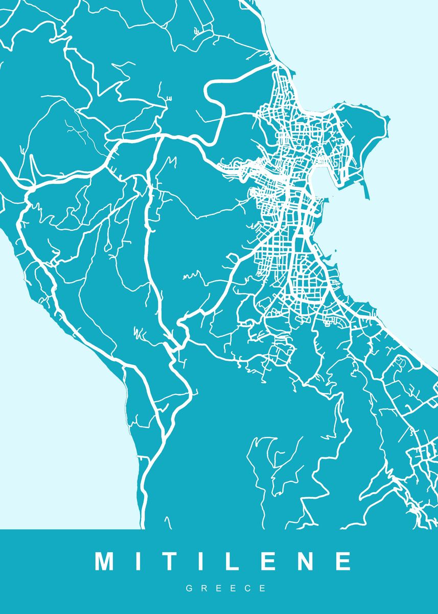 'MAP MYTILENE GREECE' Poster, picture, metal print, paint by UrbanMaps ...