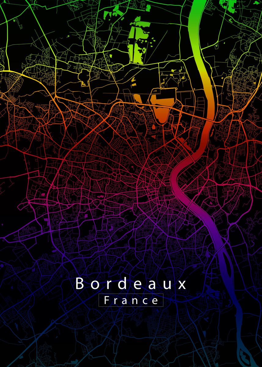 'Bordeaux France City Map' Poster by Robin Niemczyk | Displate