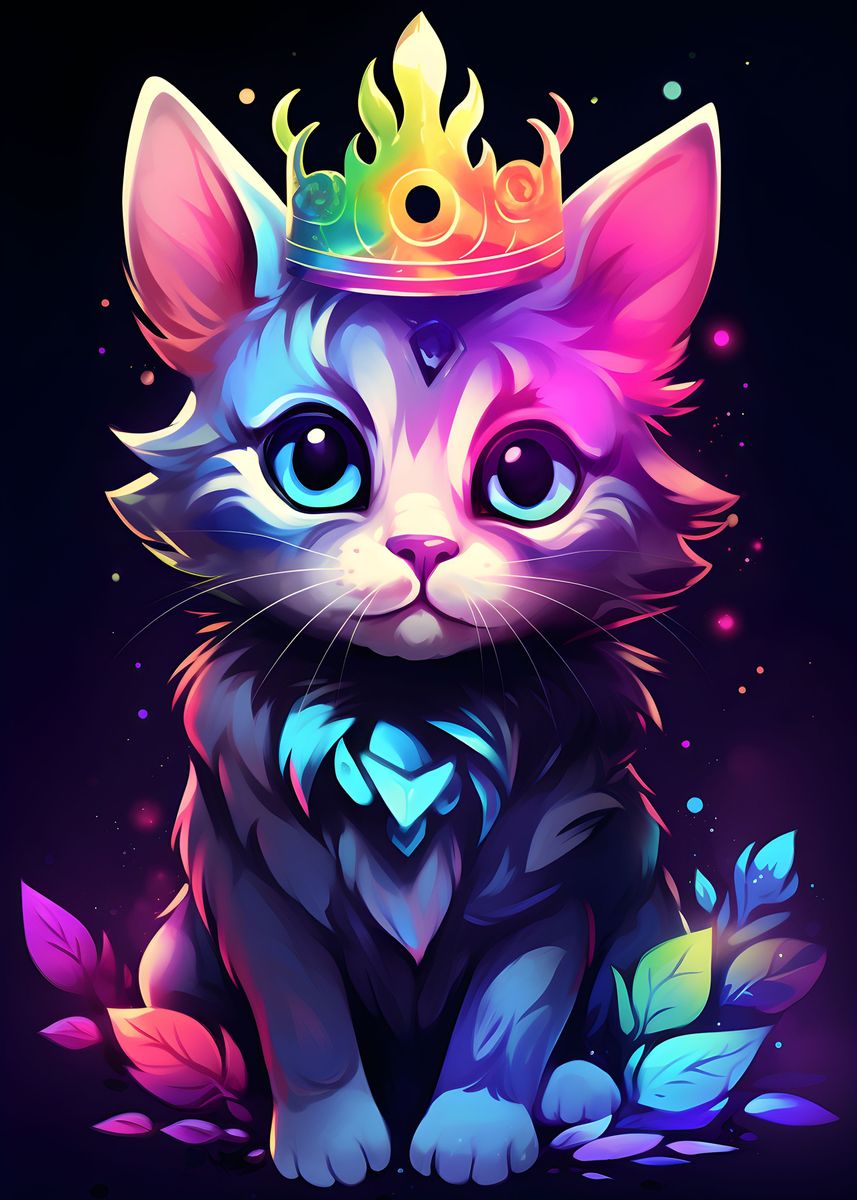 'Cute Royal Kitty' Poster, picture, metal print, paint by Alexander ...
