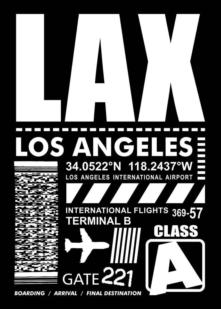 'Los Angeles Airport LAX' Poster, picture, metal print, paint by ALMA ...