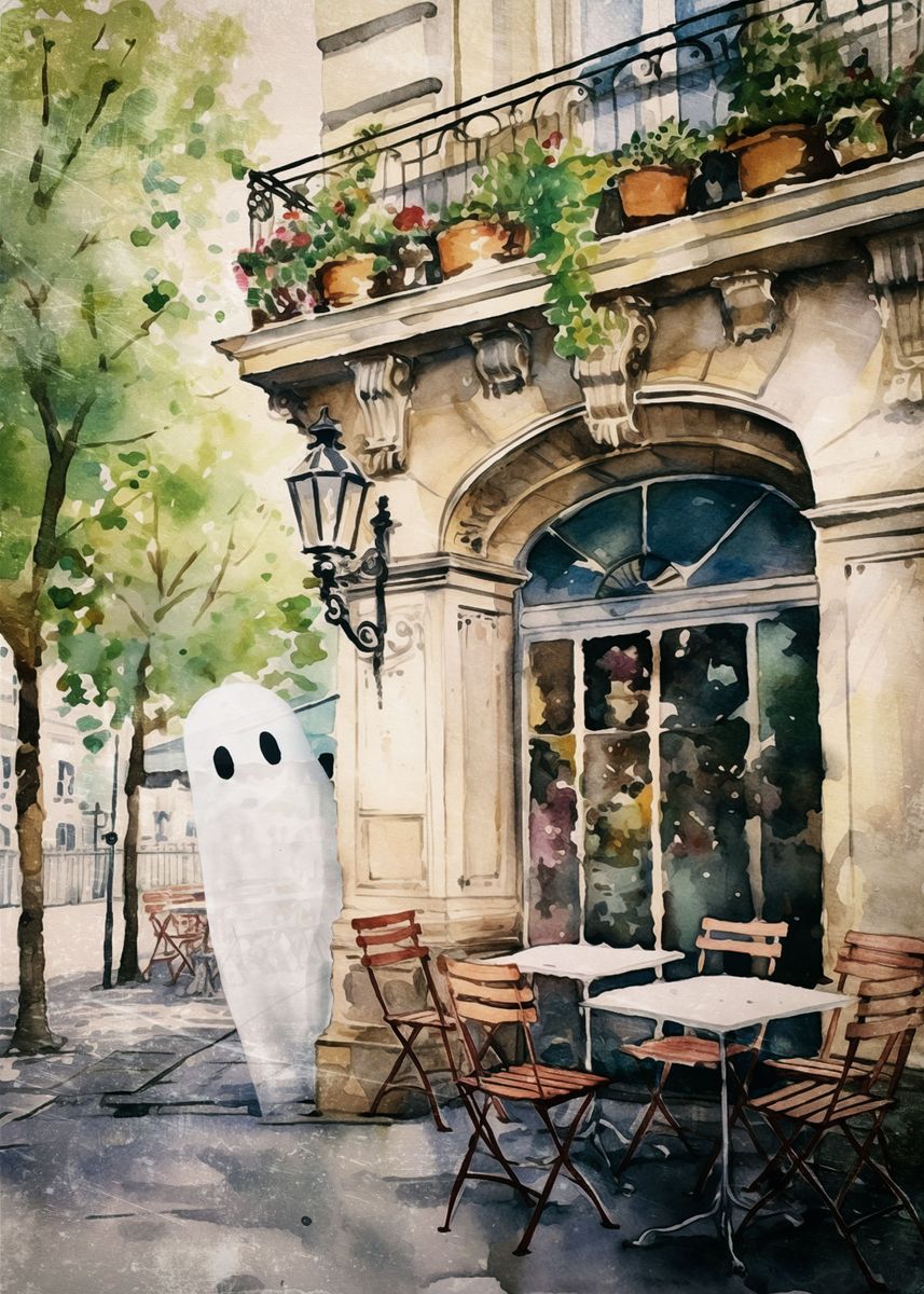 'Ghost on Paris Streets' Poster, picture, metal print, paint by Paula ...