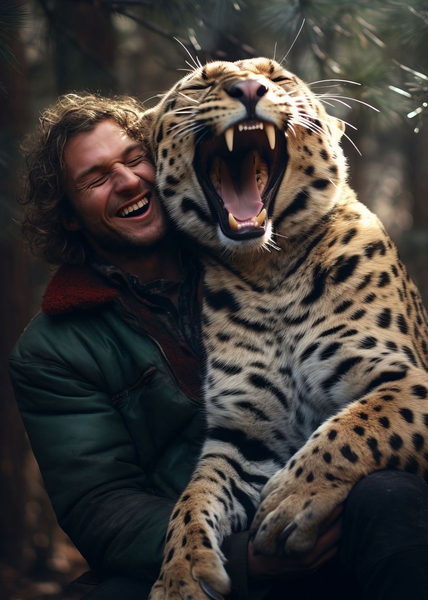 'Happy Leopard' Poster, picture, metal print, paint by Five Senses Art ...