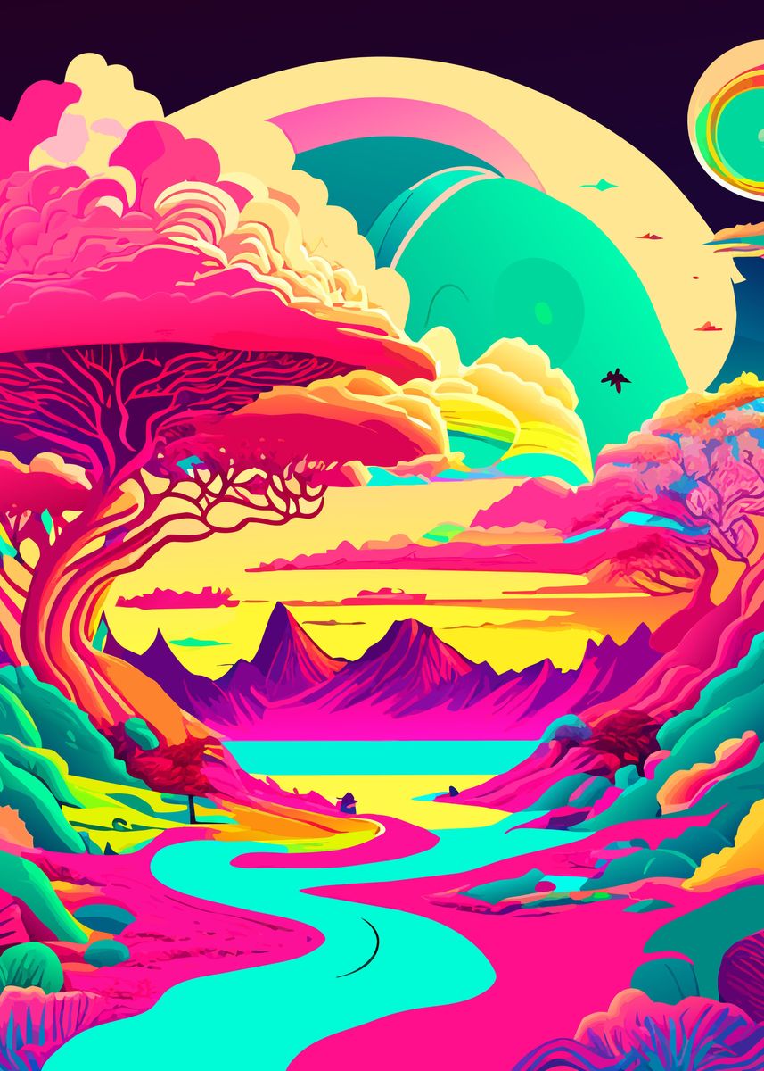 'Psychedelic Nature' Poster, picture, metal print, paint by crbn design ...