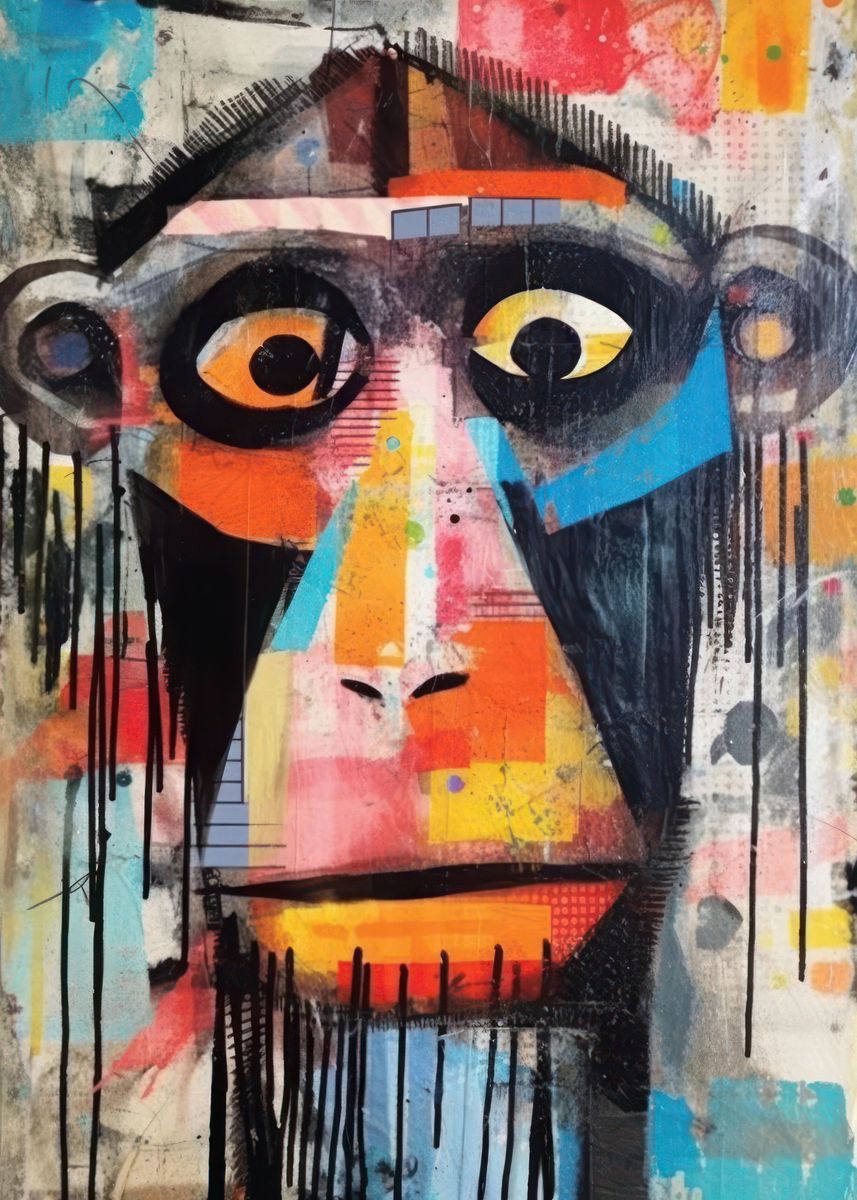 'Abstract Baboon Portrait' Poster, picture, metal print, paint by Usama ...