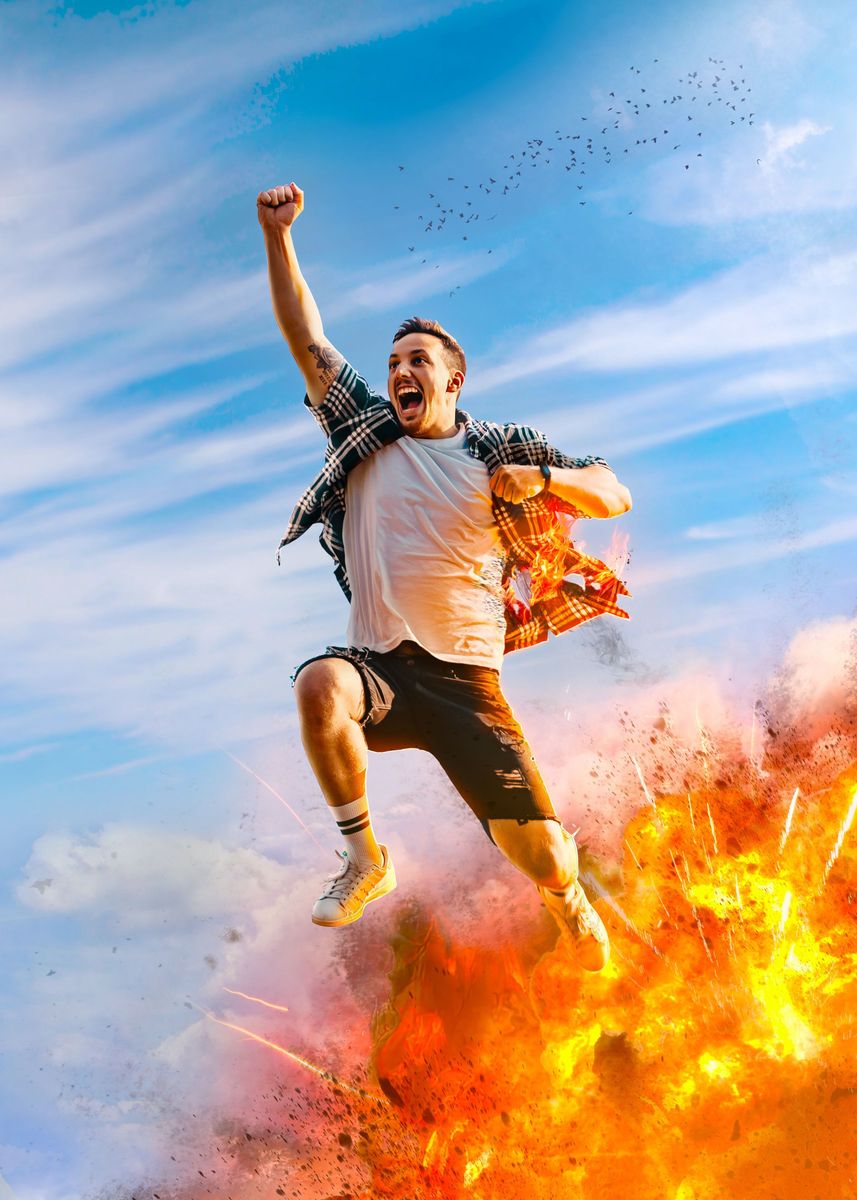 ' Explosive Jump' Poster, picture, metal print, paint by Ancjo | Displate