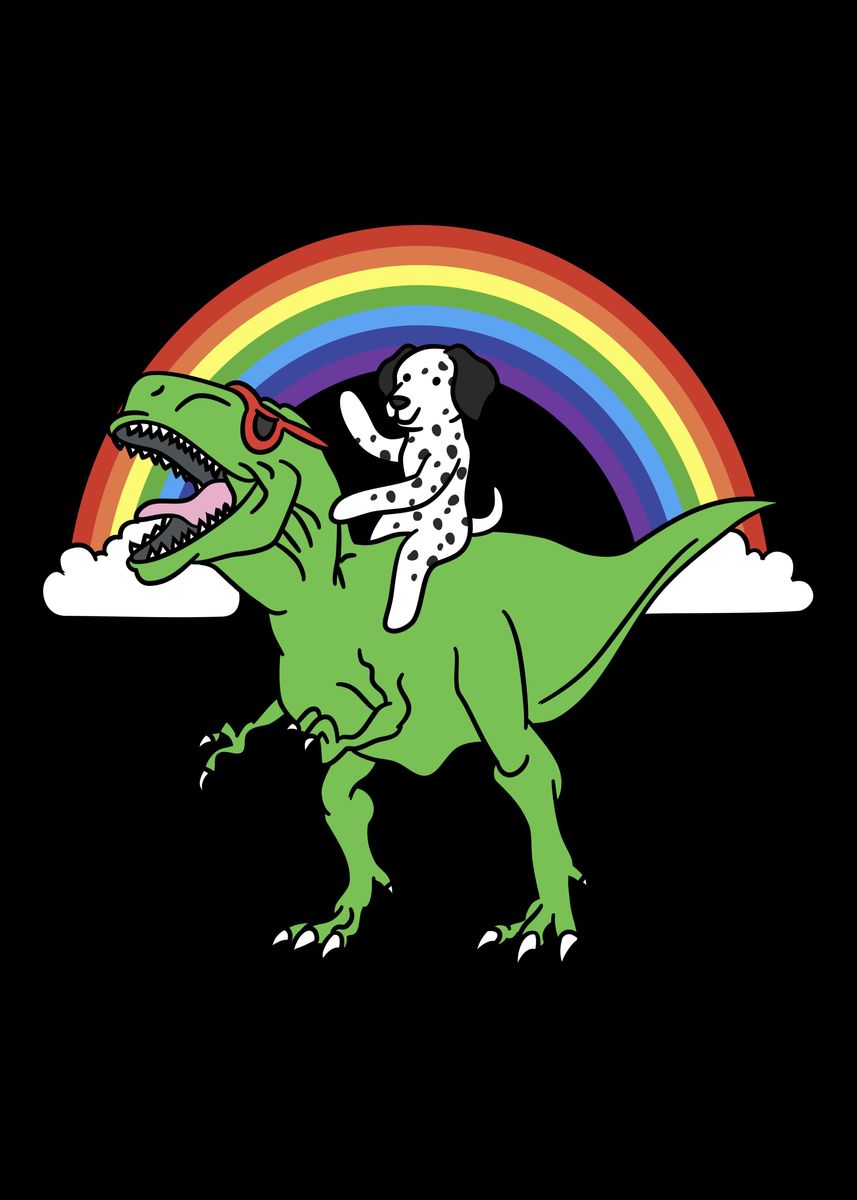 'Dalmatian T Rex Dinosaur' Poster, picture, metal print, paint by ...