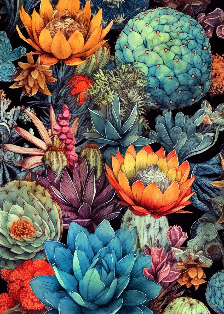 'Succulents plant art' Poster, picture, metal print, paint by JBJart ...