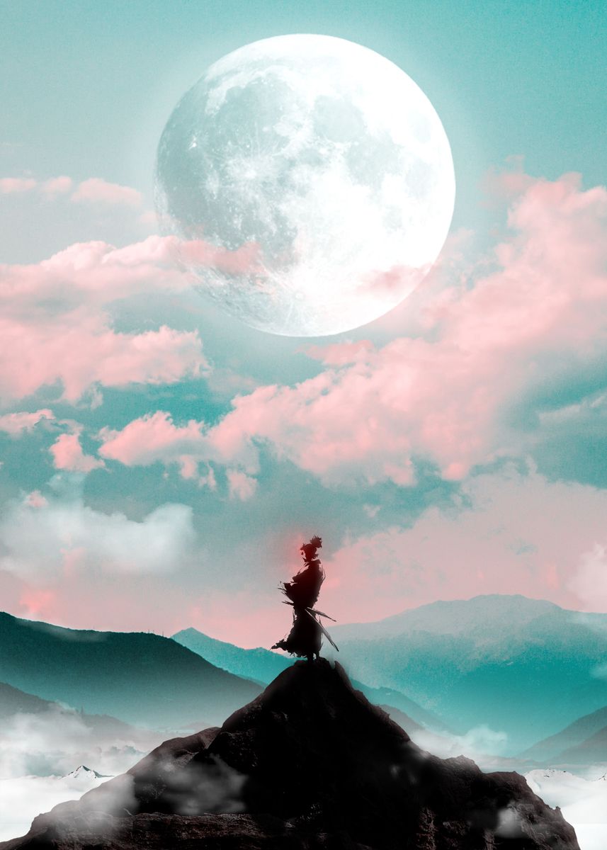 'Samurai in the moonlight' Poster, picture, metal print, paint by Oki ...