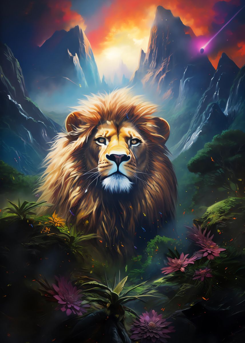 'Lonely Lion' Poster, picture, metal print, paint by Fleur de Lys ...