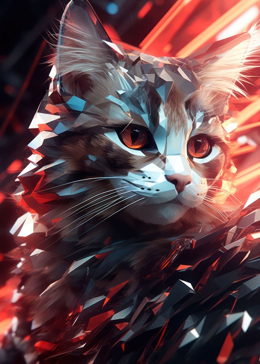 'High Energy Cat' Poster, picture, metal print, paint by Kingdom of the ...