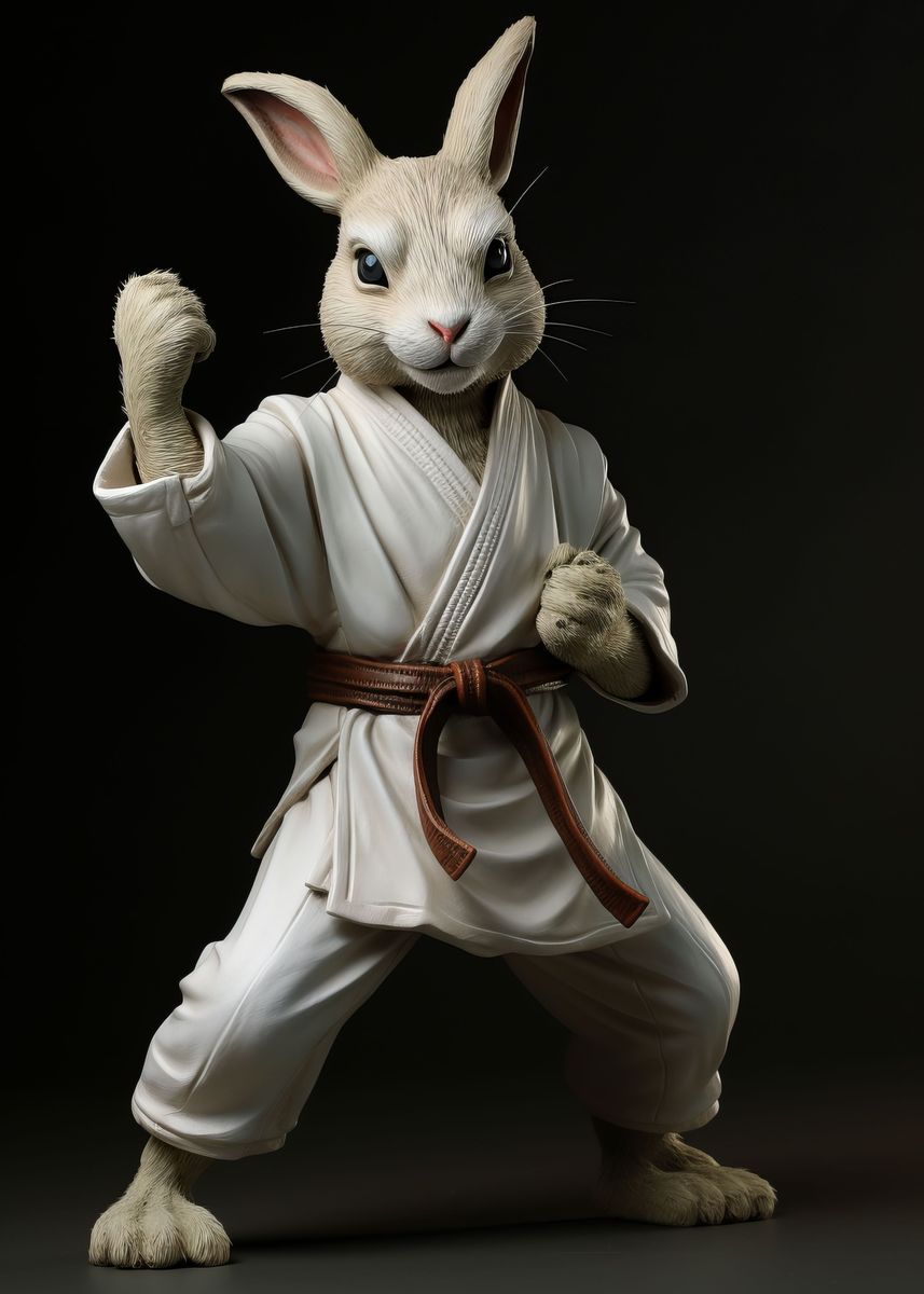 'Karate Rabbit' Poster, picture, metal print, paint by Frank Hirschle ...
