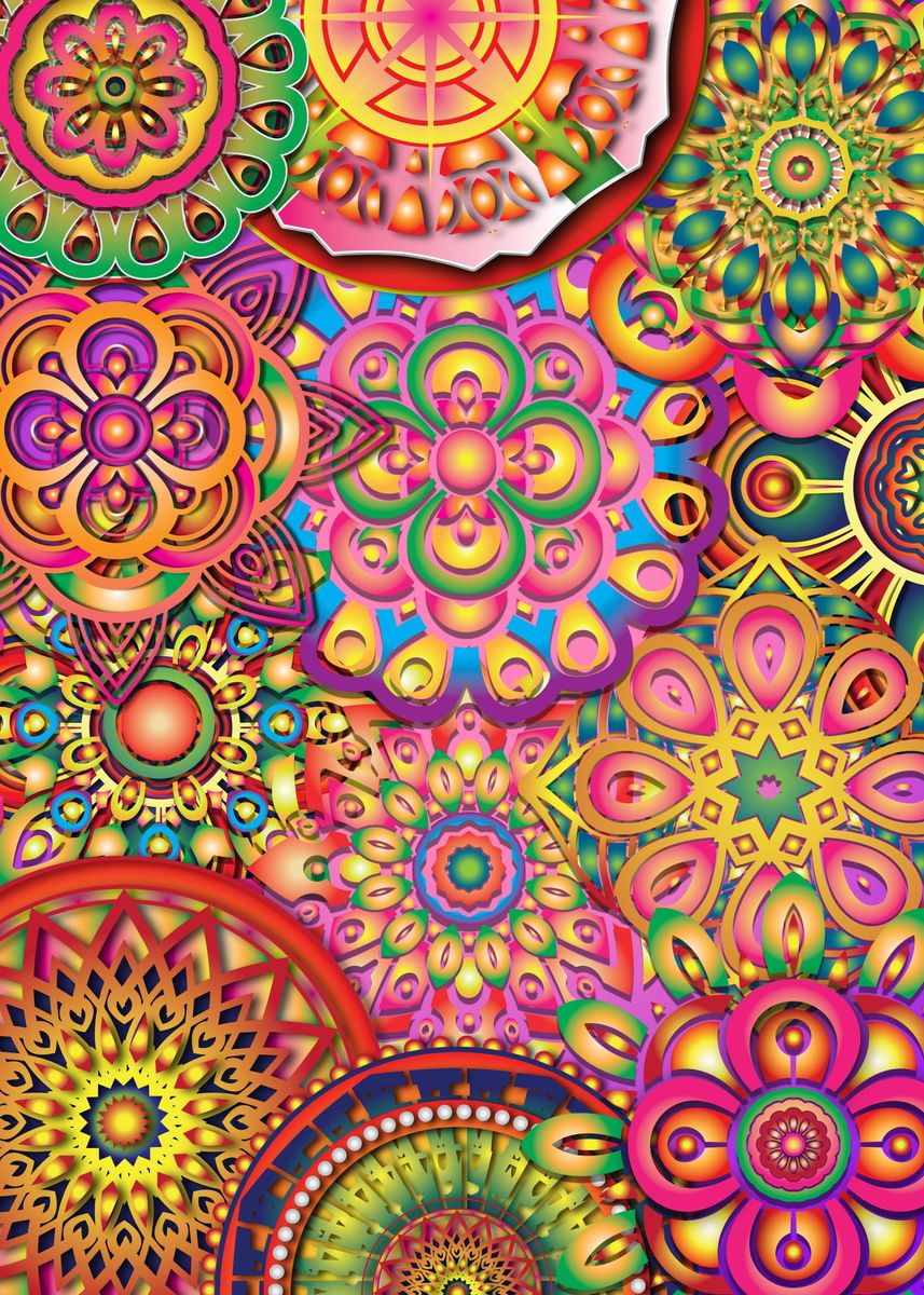 'Psychedelic Mandalas 4' Poster, picture, metal print, paint by NOAHRIA ...