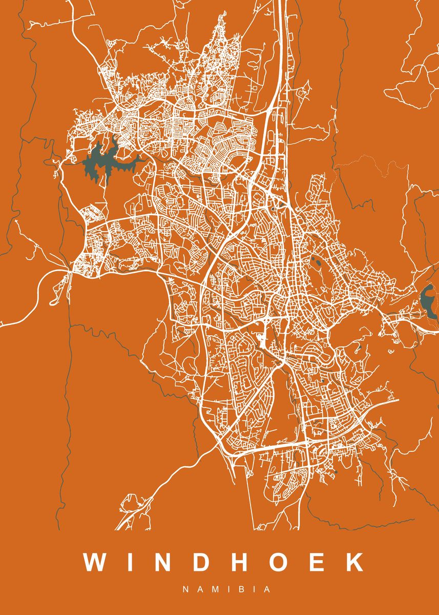 'MAP WINDHOEK NAMIBIA' Poster, picture, metal print, paint by UrbanMaps ...