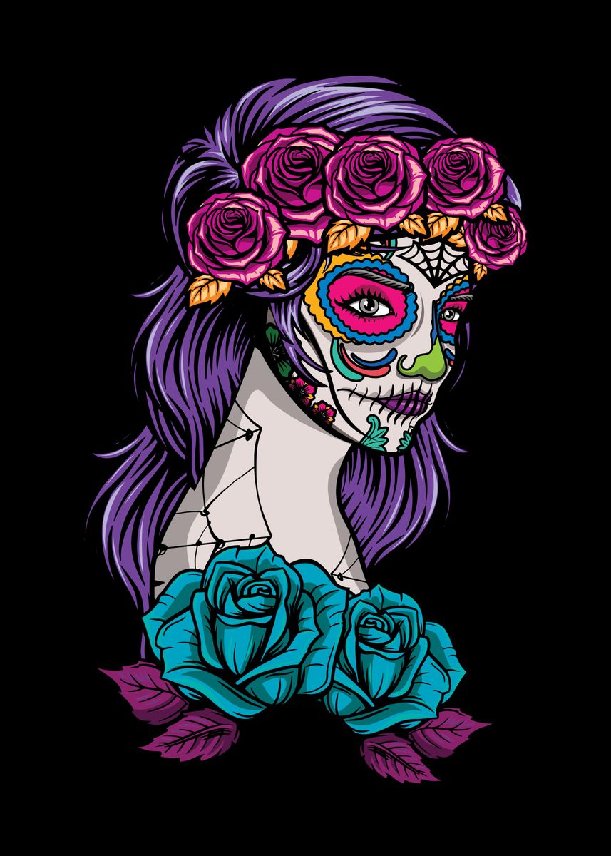 'La Catrina Los Muertos Day' Poster, picture, metal print, paint by ...