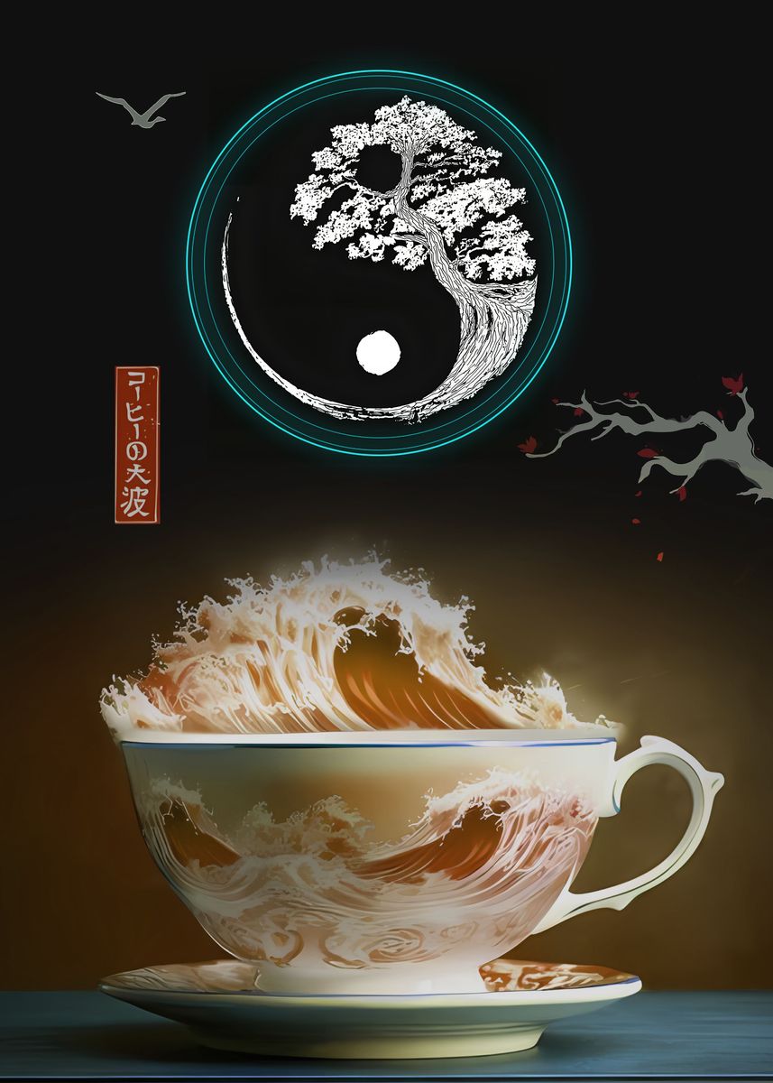'The Great Wave of Coffee ' Poster, picture, metal print, paint by ...