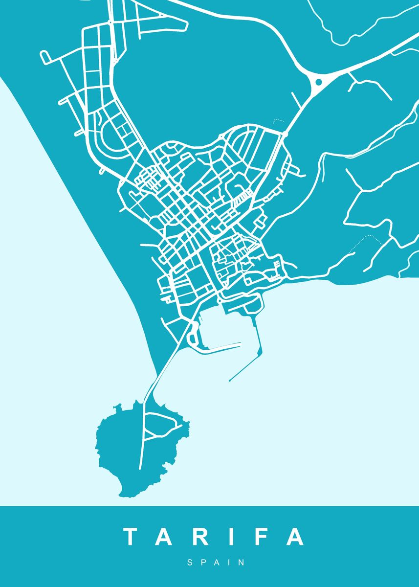 'MAP TARIFA SPAIN' Poster, picture, metal print, paint by UrbanMaps ...