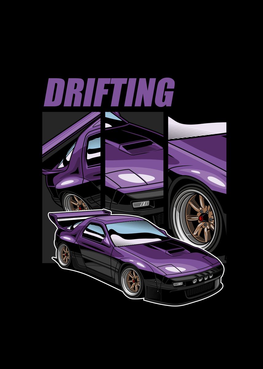 'Drifting racing car' Poster, picture, metal print, paint by TopBuset ...