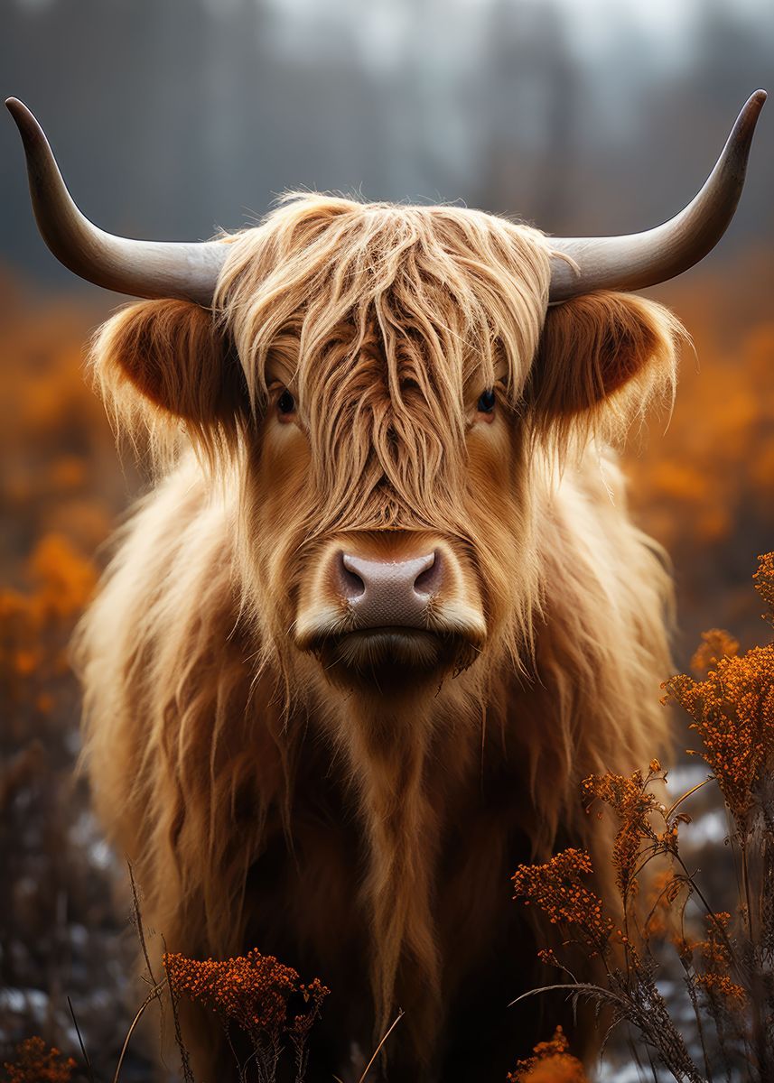 'Highland cattle portrait' Poster, picture, metal print, paint by ...
