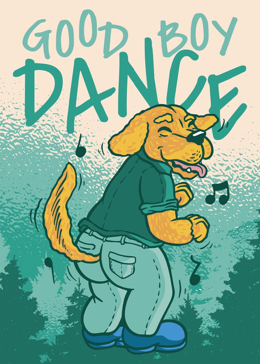 'Dog Dancing' Poster, picture, metal print, paint by Cool Worker | Displate
