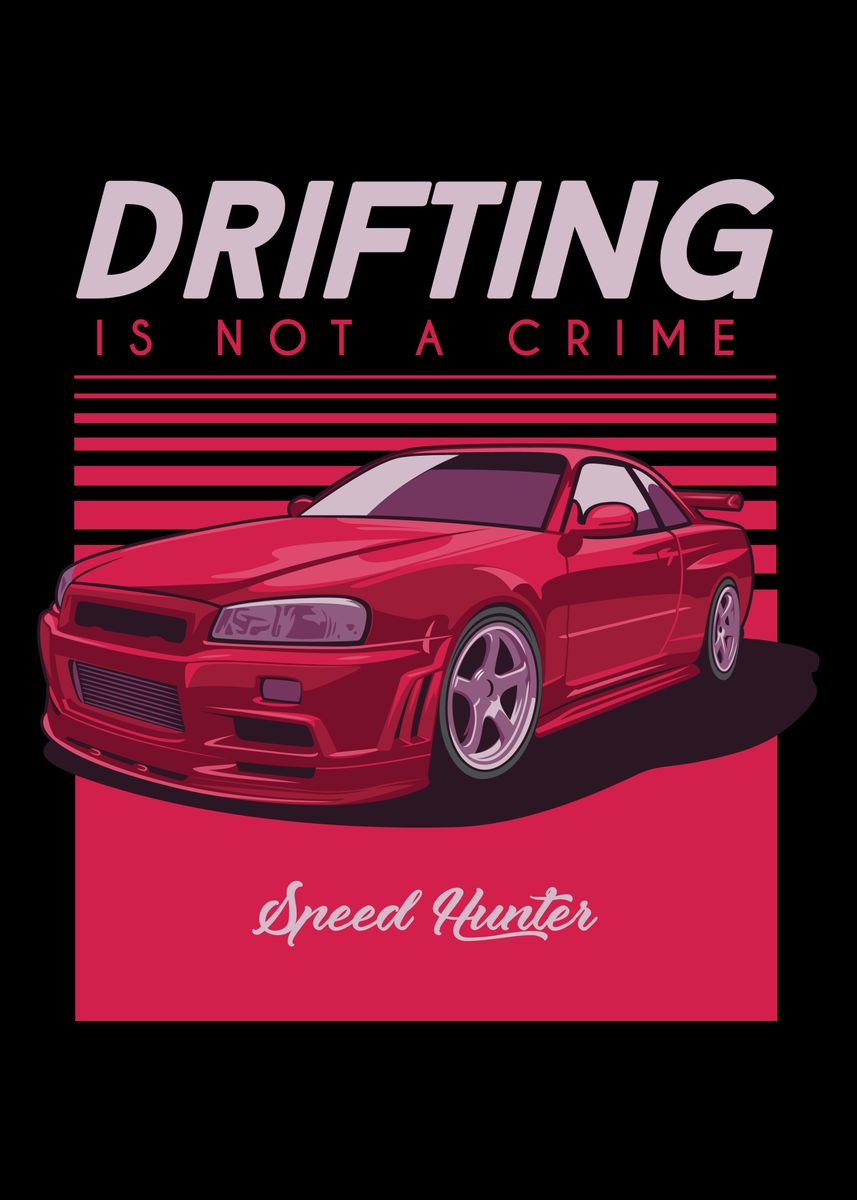 'Drifting racing car' Poster, picture, metal print, paint by TopBuset ...