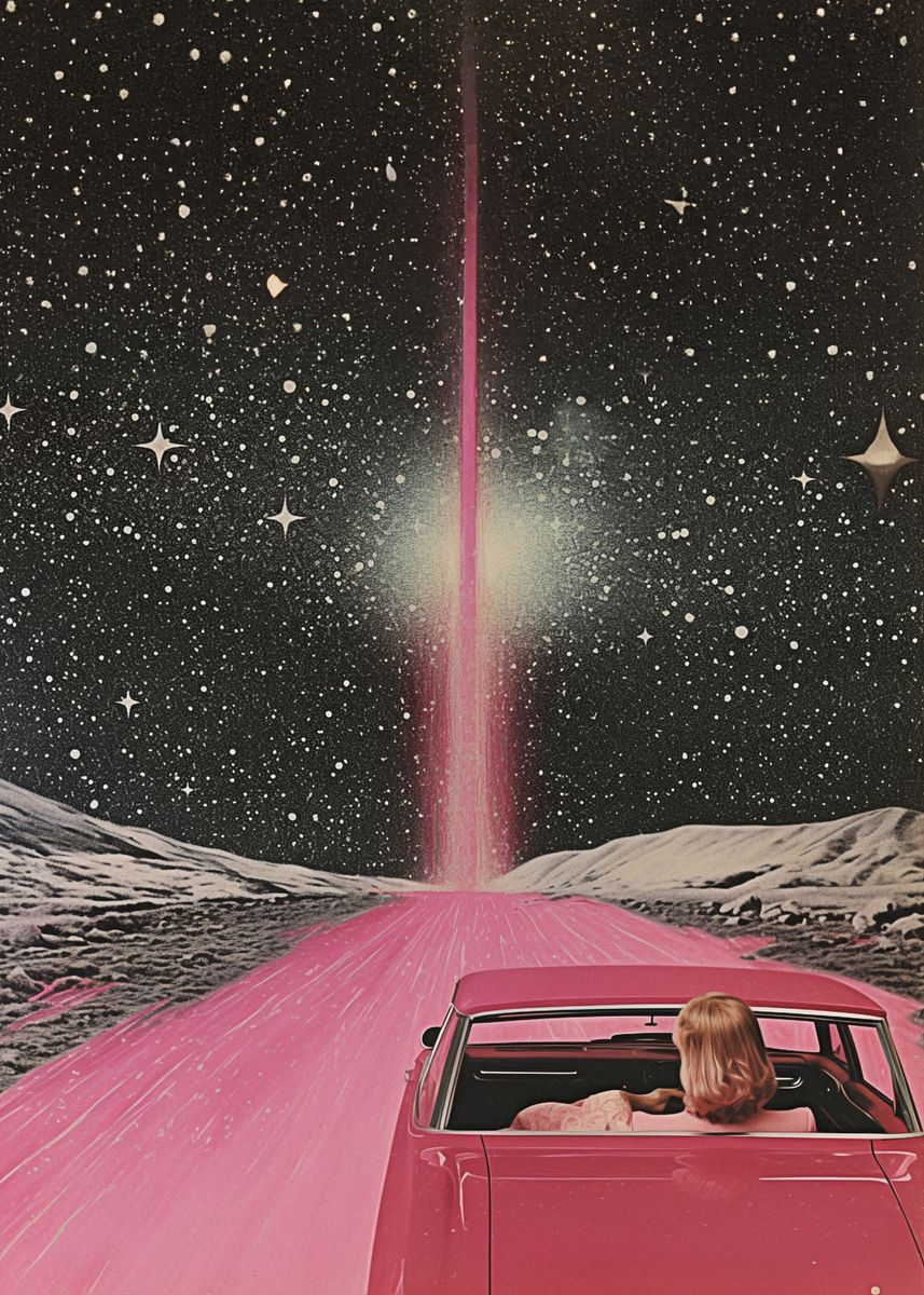 'Vintage Car in Space 2' Poster, picture, metal print, paint by World ...