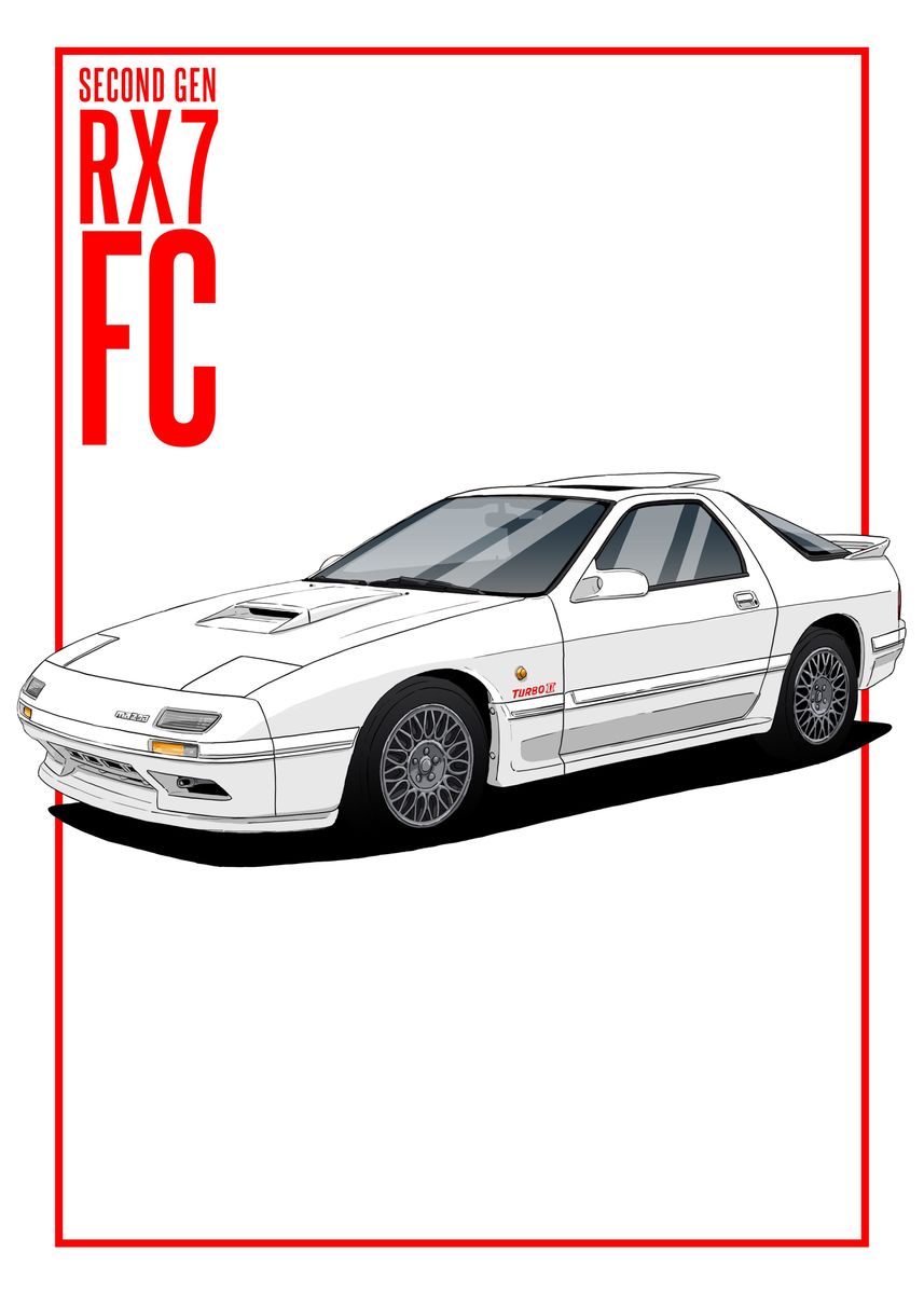 'Mazda RX7 FC' Poster, picture, metal print, paint by ND Fat | Displate