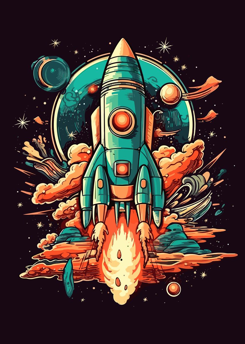 'spaceship pop art' Poster by BonitaRenner | Displate