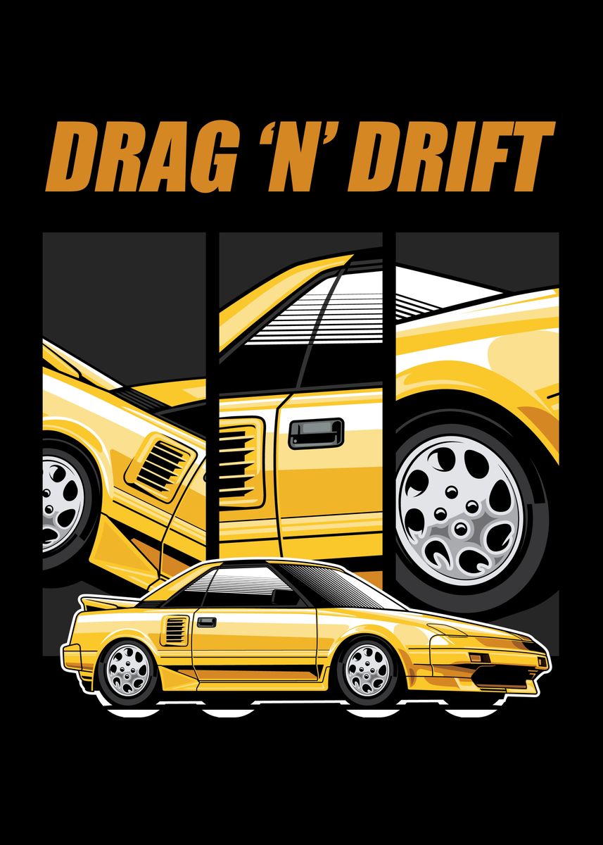 'Drifting racing car' Poster, picture, metal print, paint by TopBuset ...