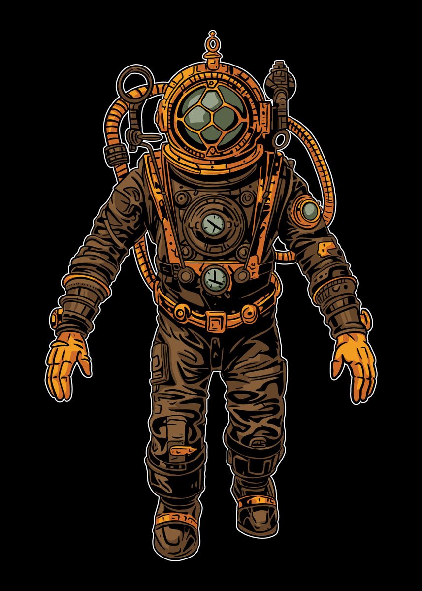 'Diving Diver' Poster, picture, metal print, paint by CrazySquirrel ...