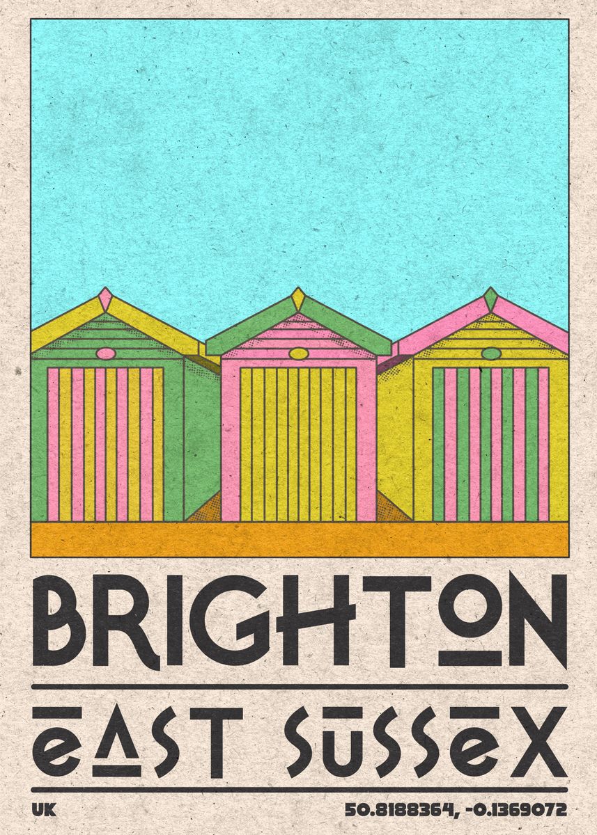 'Brighton Beach Huts' Poster, picture, metal print, paint by Jake ...