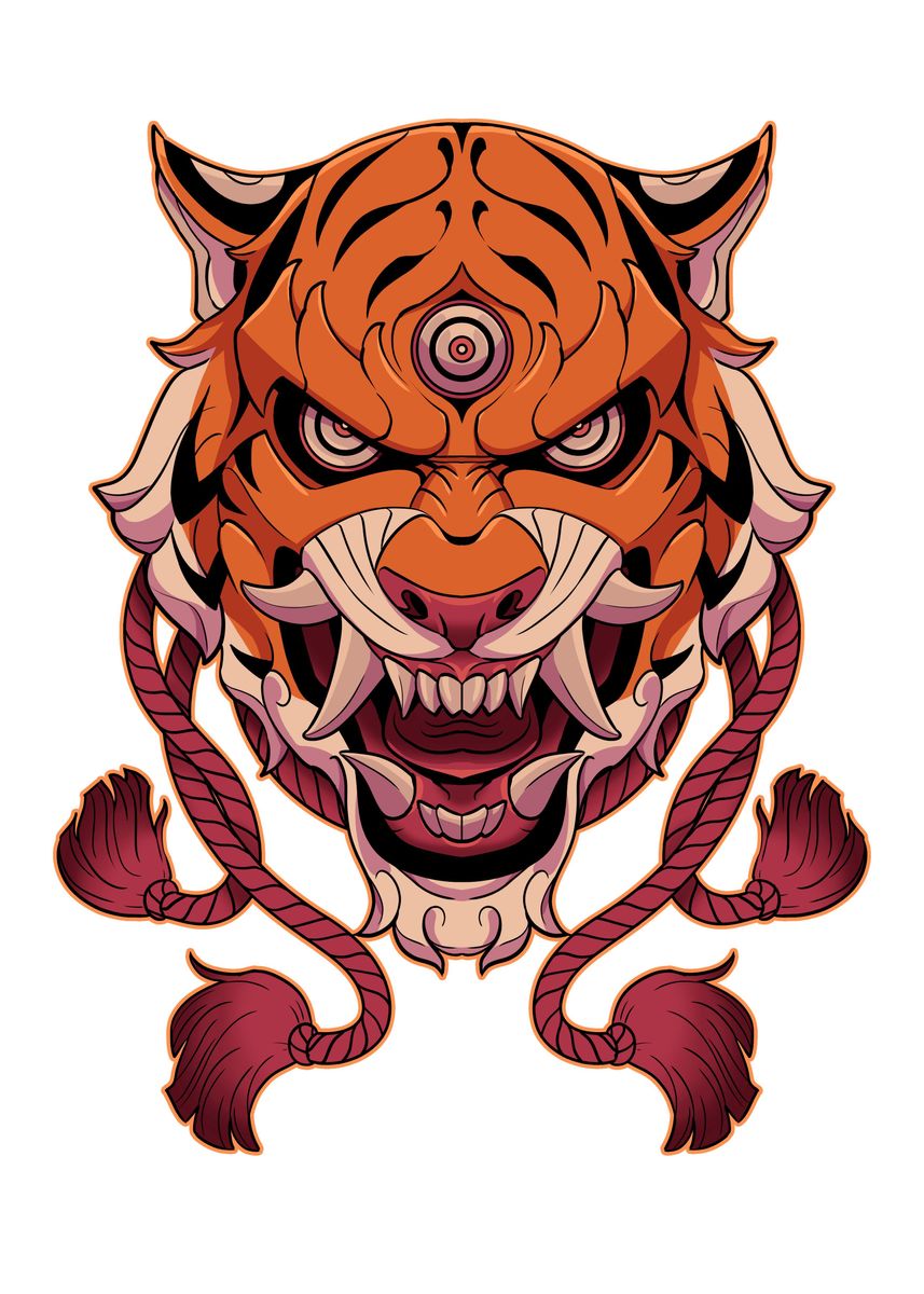 'Tora mask tattoo' Poster, picture, metal print, paint by Salny Setyadi ...