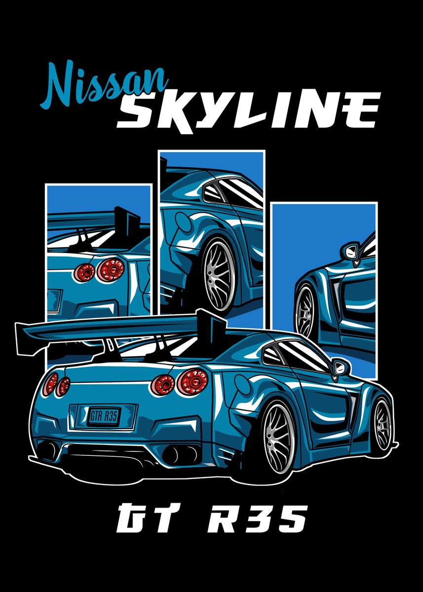 'NIssan Skyline GTR R35' Poster, picture, metal print, paint by The ...