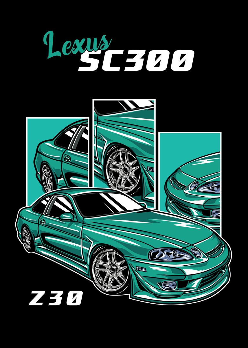 'Lexus SC300' Poster, picture, metal print, paint by The Miracle | Displate