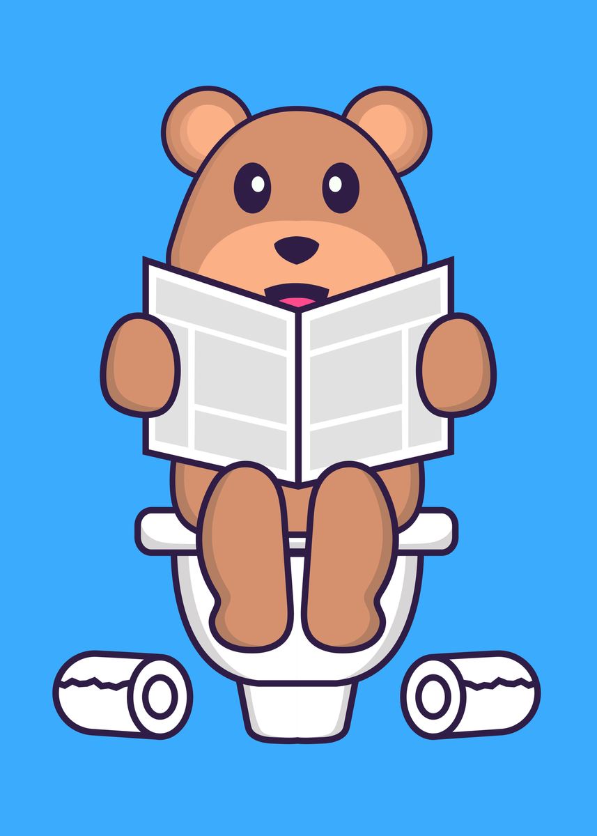 'Cute bear Pooping ' Poster, picture, metal print, paint by ALEX ...