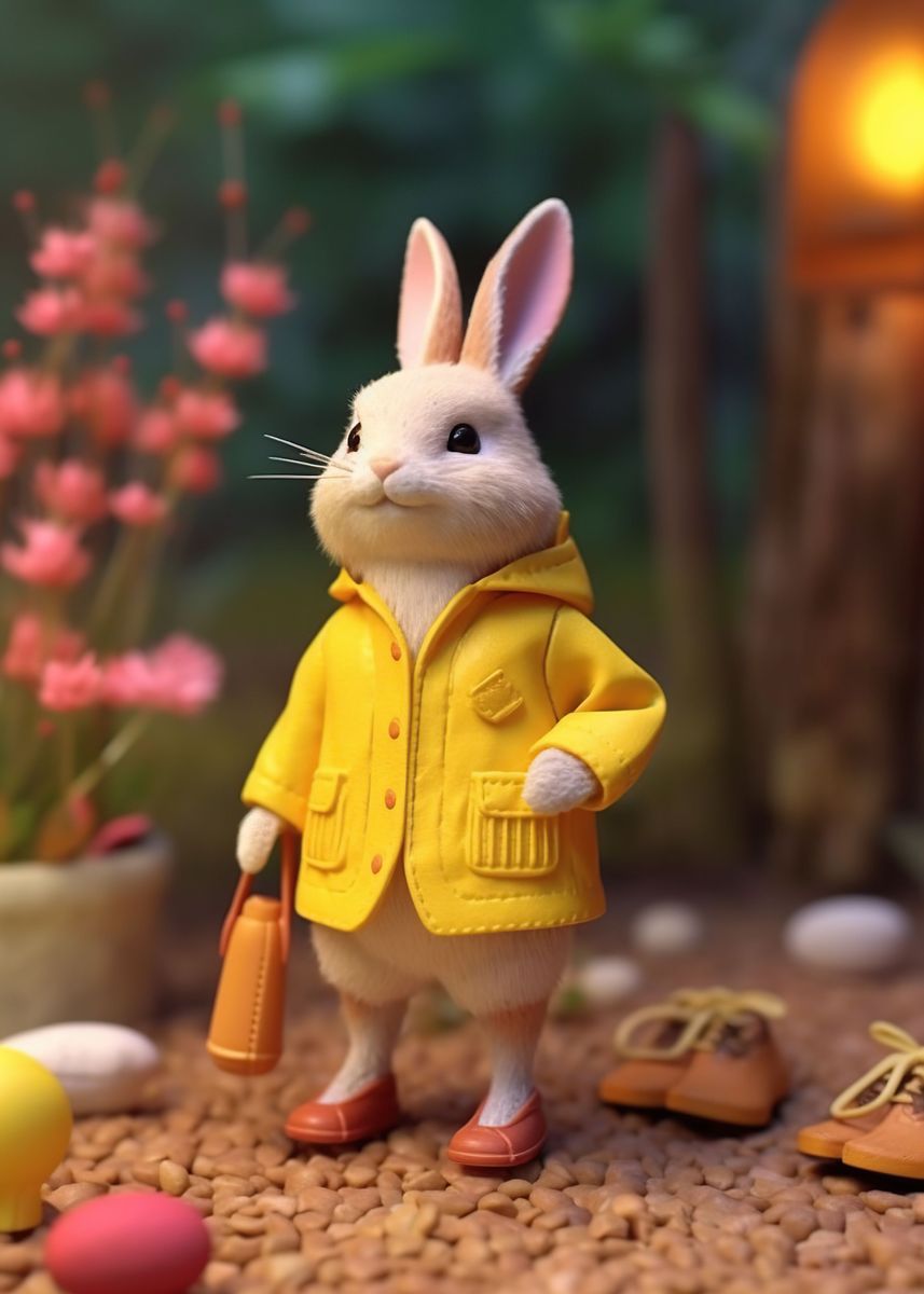 'Cute Bunny in Boots' Poster by Moses Weiss | Displate