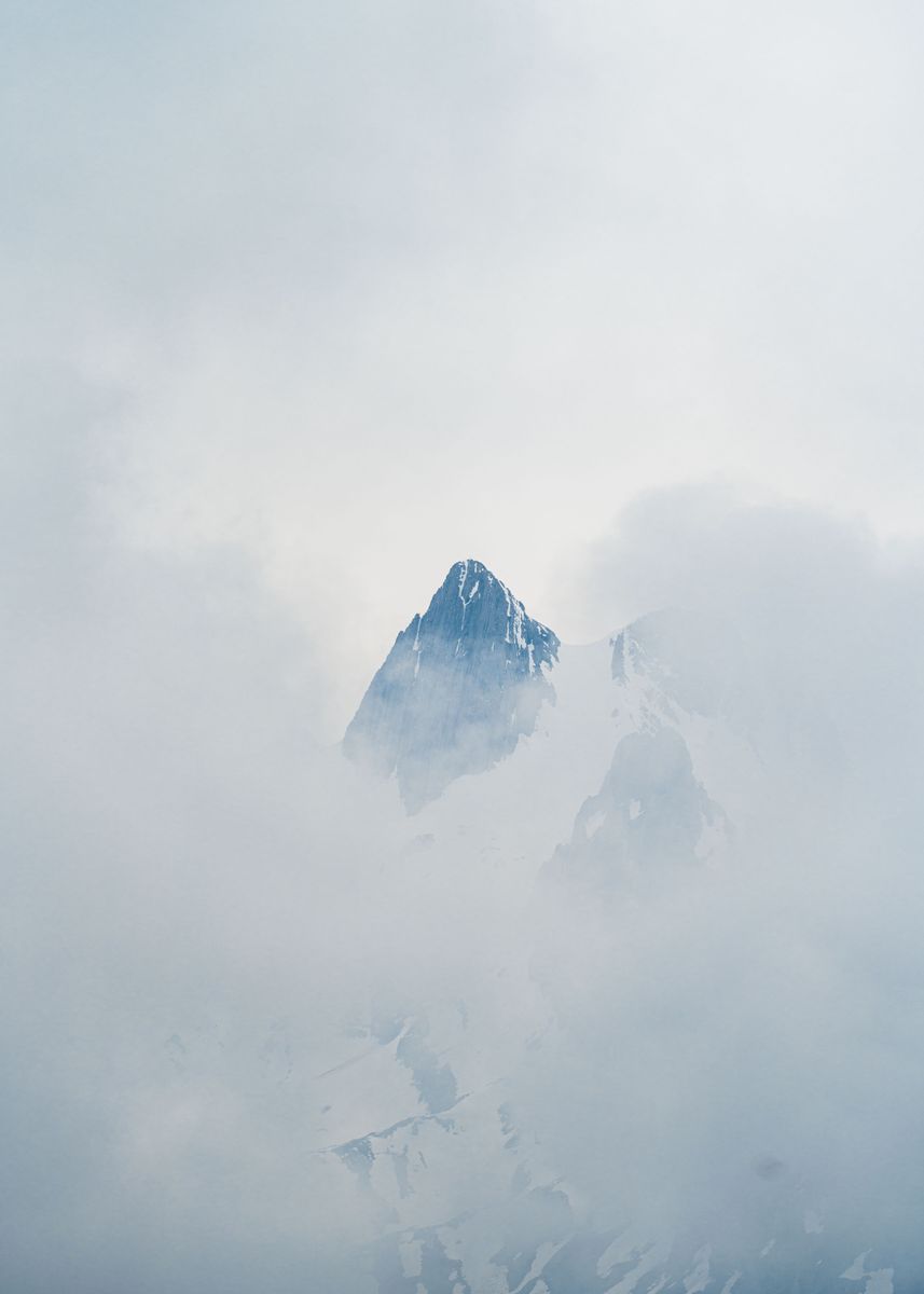 'Mountain summit in clouds' Poster, picture, metal print, paint by ...
