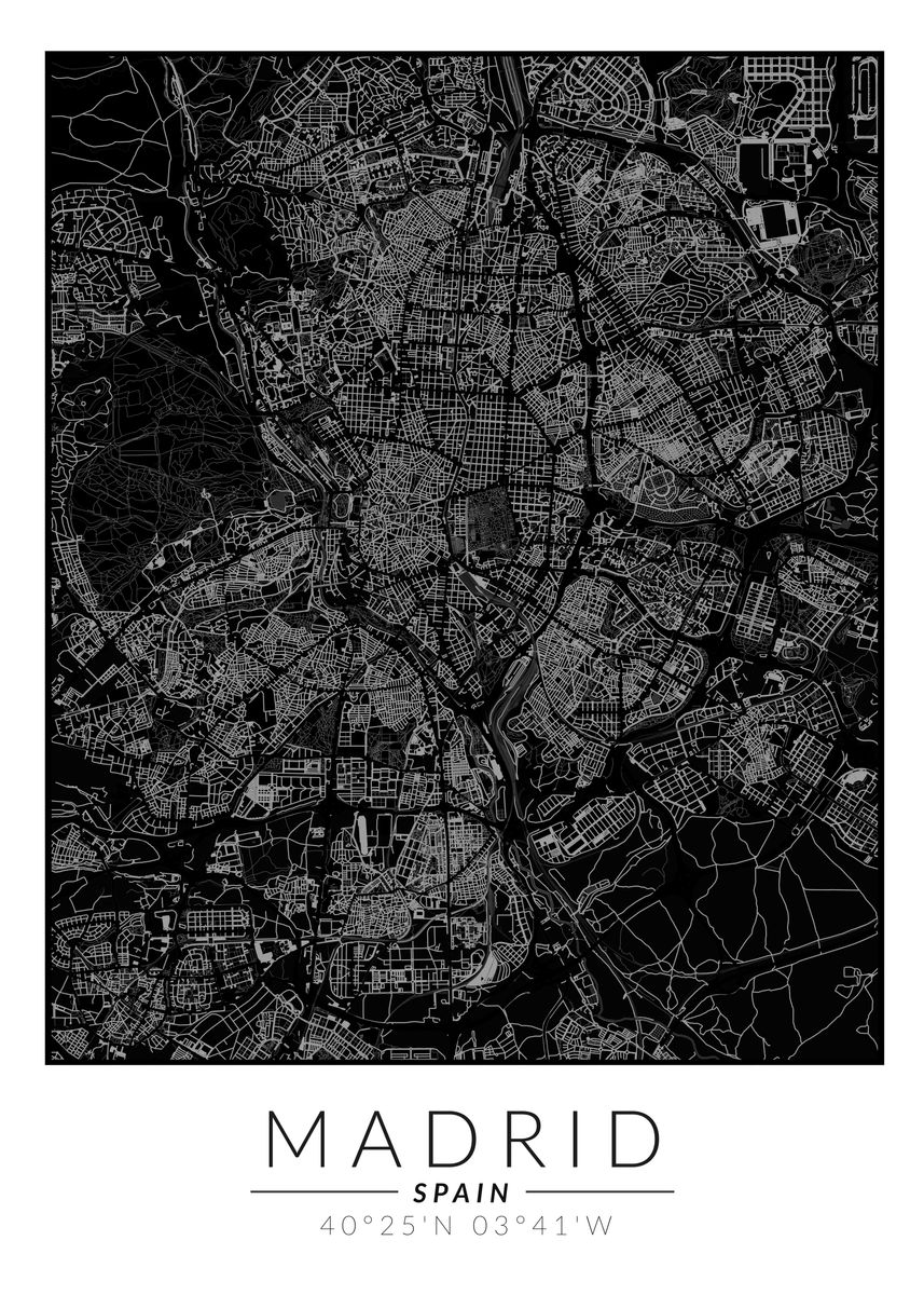 'Madrid City Map' Poster, picture, metal print, paint by Posterium Wall ...