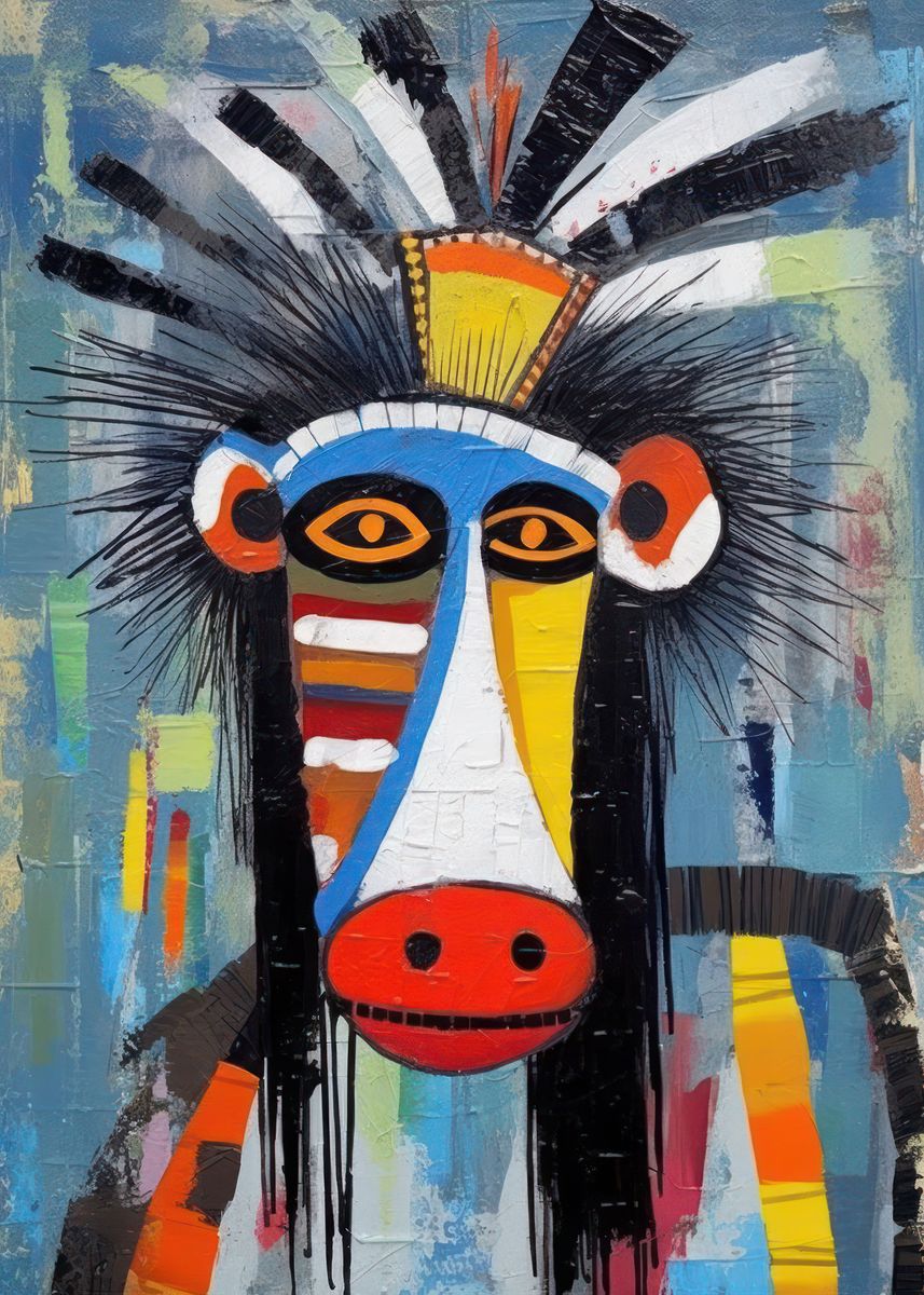 'Abstract Mandrill Portrait' Poster, picture, metal print, paint by ...