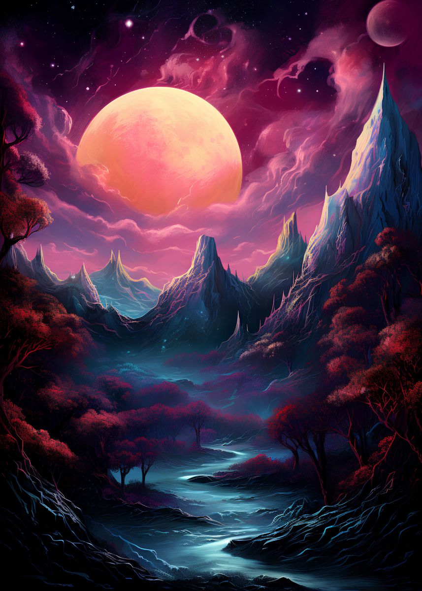 'Nature and Galaxy Fantasy' Poster, picture, metal print, paint by Mose ...