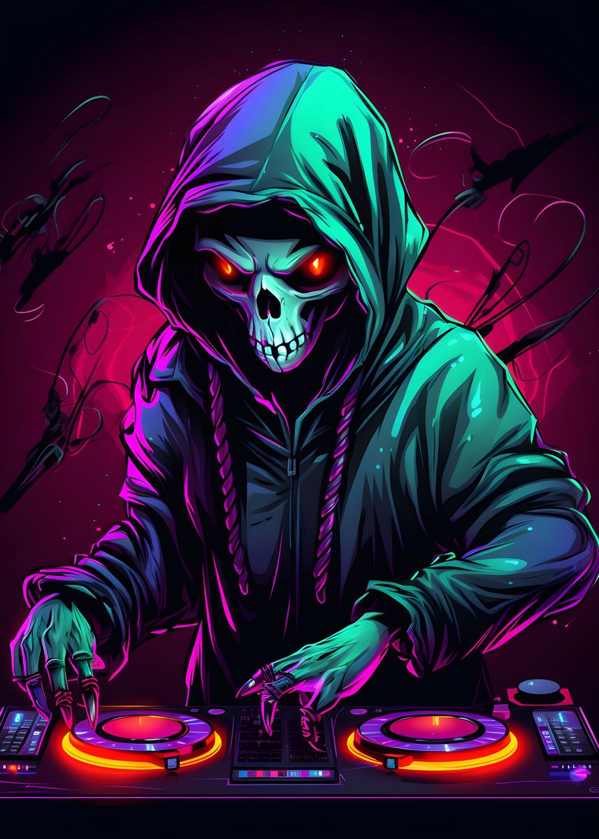 'Epic DJ Grim Reaper' Poster, picture, metal print, paint by Alexander ...