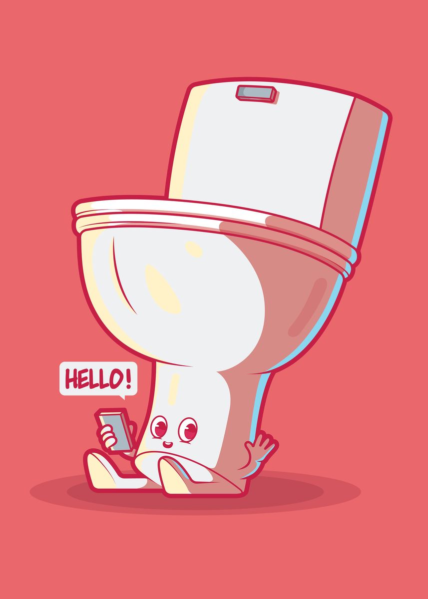 'toilet hello meme' Poster, picture, metal print, paint by ALEX SHINDER ...