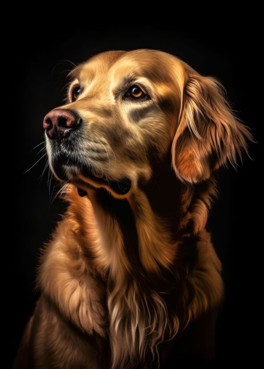 'golden retriever in black' Poster, picture, metal print, paint by Adel ...
