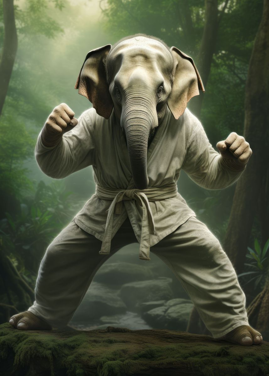 'Karate Elephant' Poster, picture, metal print, paint by Frank Hirschle ...