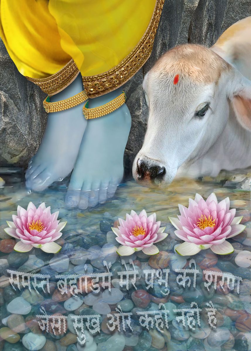 'Krishna Feet' Poster, picture, metal print, paint by VIVEK KANSARA ...