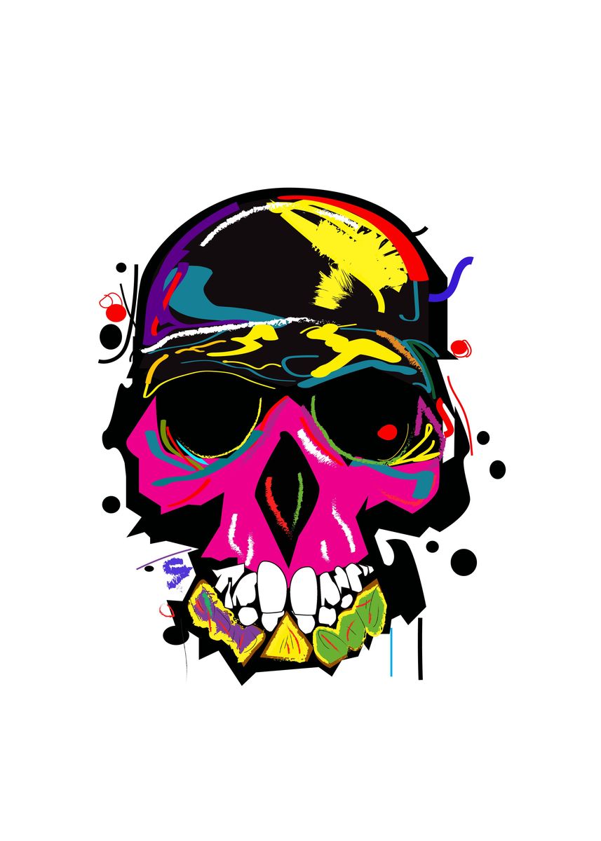 'Skull art colorful graff' Poster, picture, metal print, paint by Tea ...