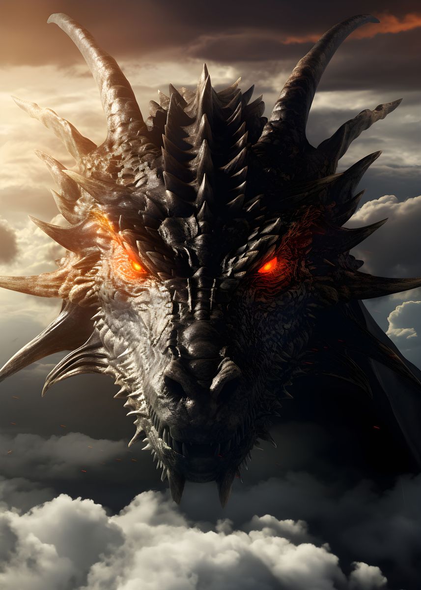 'Cloud Crowned Dragon God ' Poster, picture, metal print, paint by ...