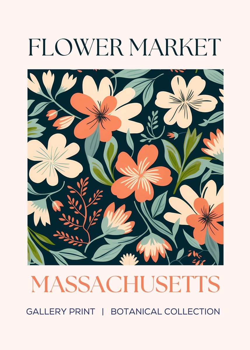 'MASSACHUSETTS flower marke' Poster, picture, metal print, paint by ...